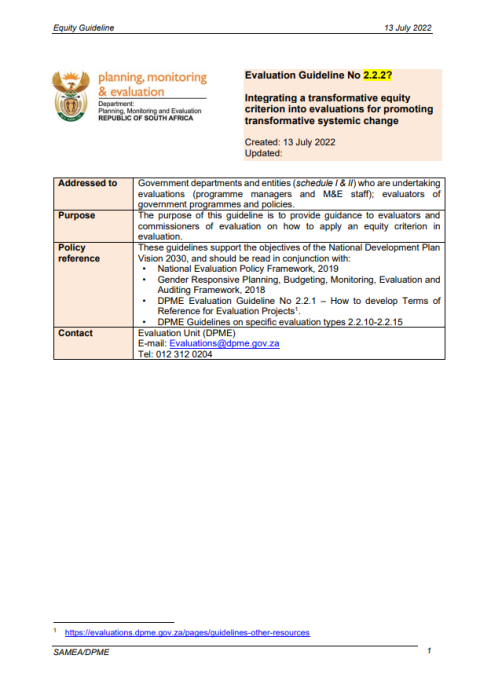 Integrating a transformative equity criterion into evaluations for promoting transformative ...